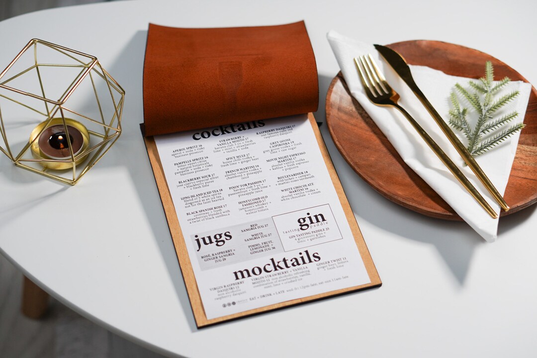 Menu Board, Leather Menu A5/US Half-letter, A4/US Letter, Leather Menu ...