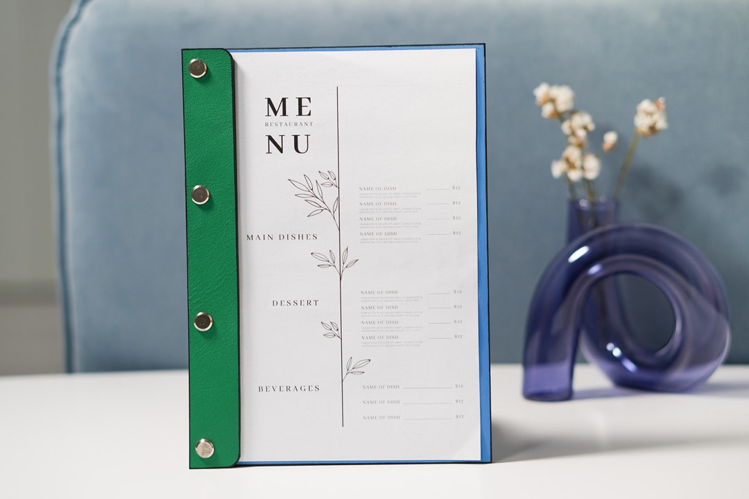 Custom Leather Menu Cover: A5 Wooden Restaurant Menu Holder - Etsy