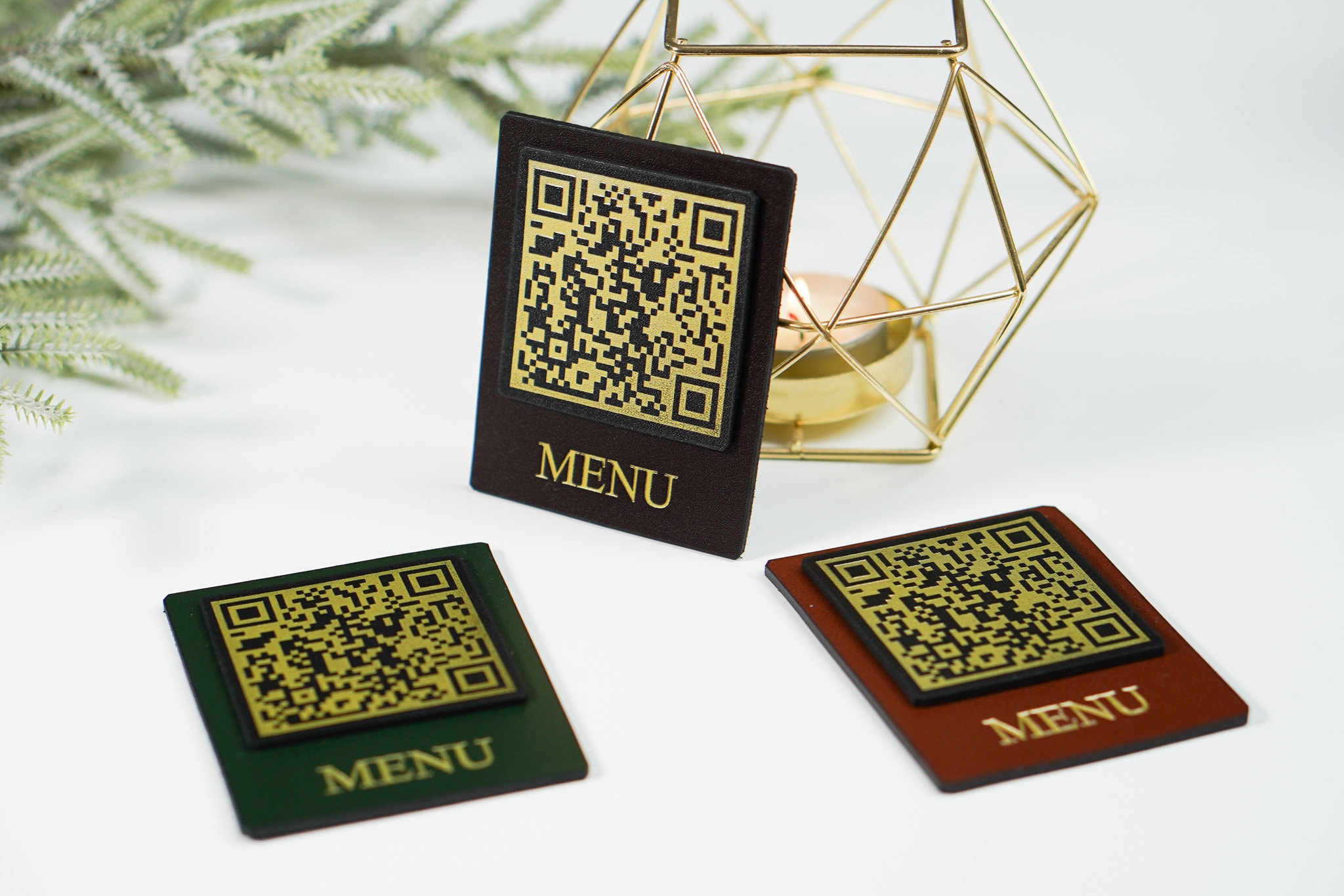 Leather QR Code Menu Sign: Restaurant Cafe Anticovid Menu - Etsy