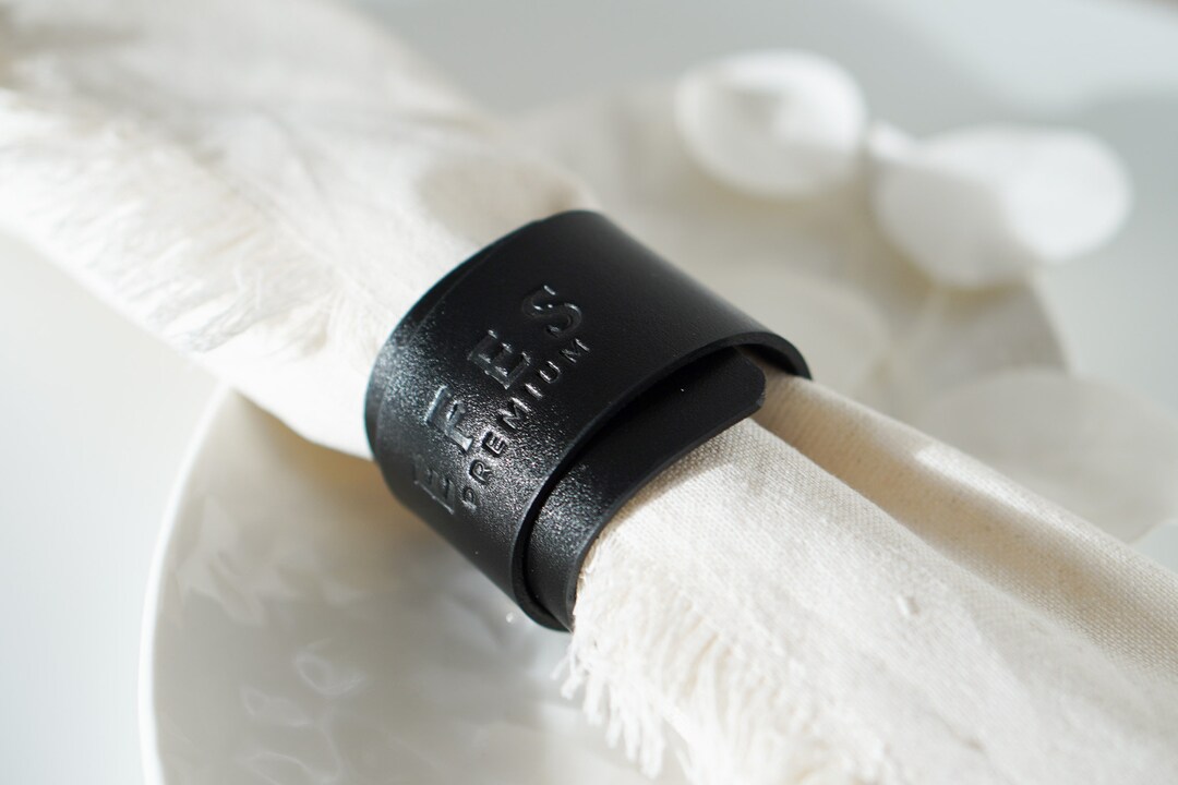 Custom Leather Napkin Rings, Personalized Leather Table Decor, Napkin ...