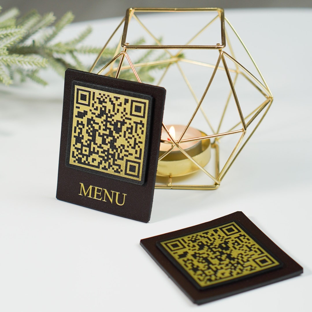 Leather QR Code Menu Sign: Restaurant Cafe Anticovid Menu - Etsy