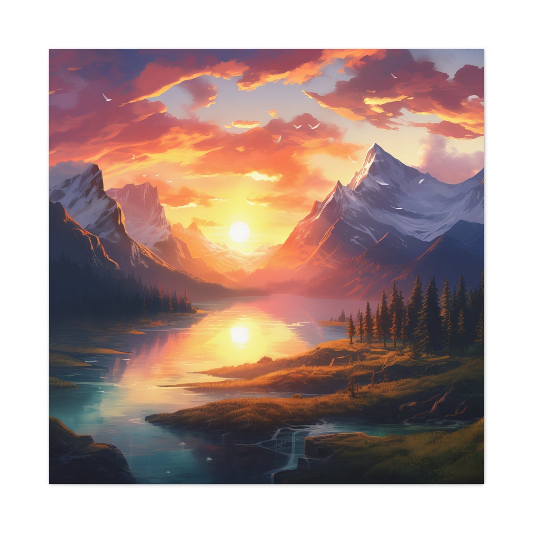 Beautiful Sunset Canvas Print, Sunset Over the Mountains, Sunset Art - Etsy