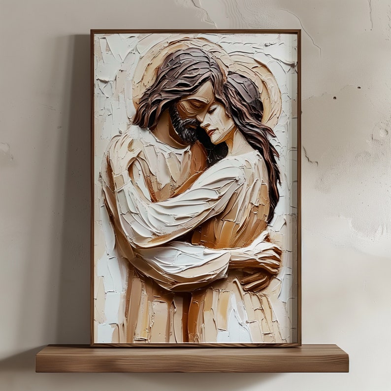 Jesus Hugging Woman | Heavenly Embrace | Spiritual Painting | Christian ...
