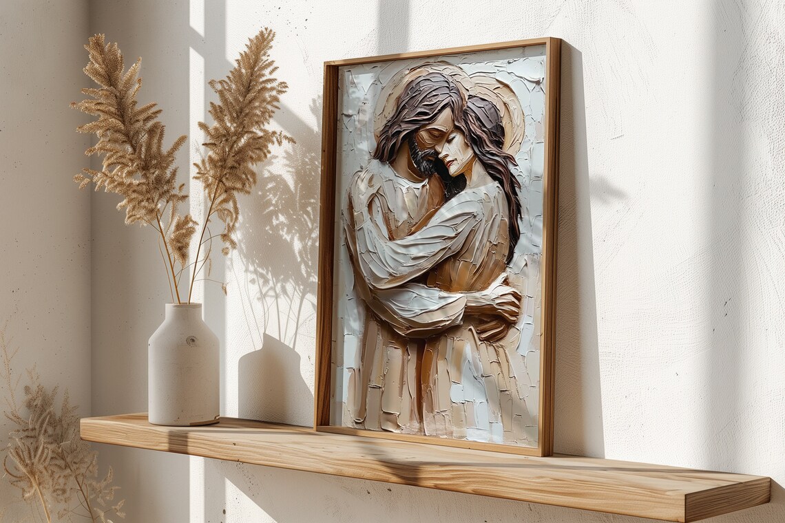Jesus Hugging Woman | Heavenly Embrace | Spiritual Painting | Christian ...