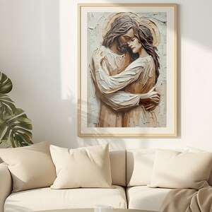 Jesus Hugging Woman | Heavenly Embrace | Spiritual Painting | Christian ...