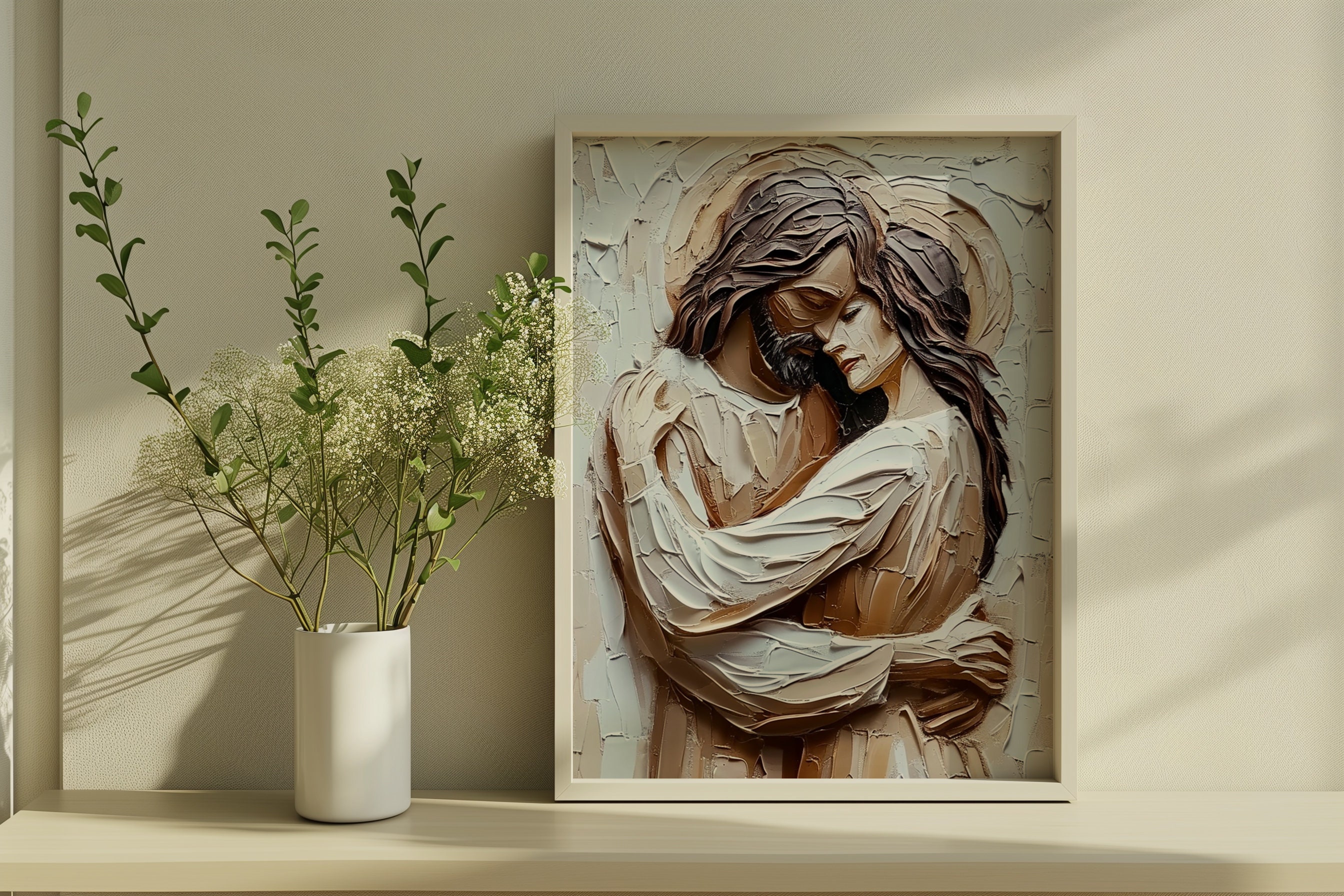 Jesus Hugging Woman | Heavenly Embrace | Spiritual Painting | Christian ...