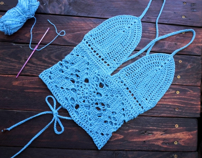 Deep Cleavage // Granny Crochet Top // Adjustable Straps // Custom Made ...