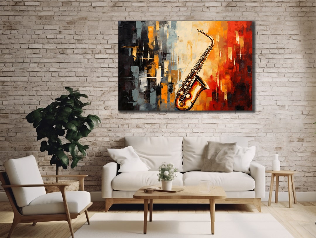 Saxophone Canvas Art Print, Colorful Wall Art, Music Canvas Wall Art ...