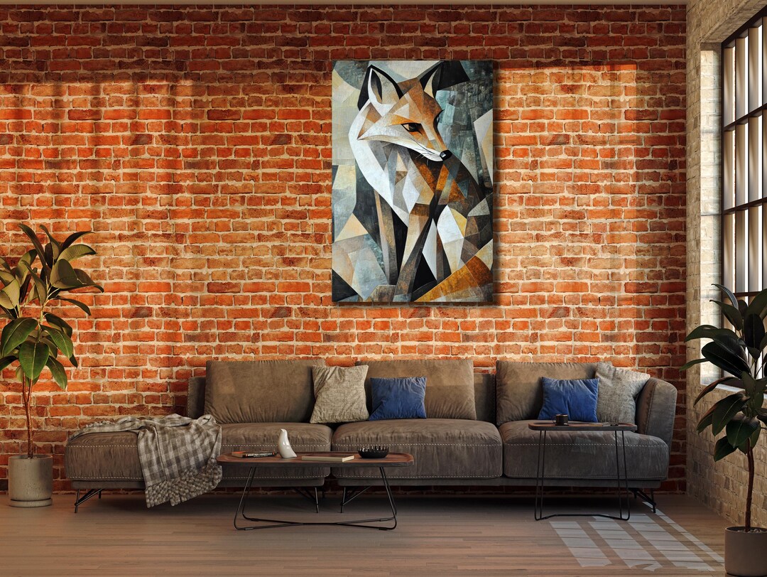 Fox Canvas Print Art, Cubist Fox Painting Canvas, Farm Animal Wall ...