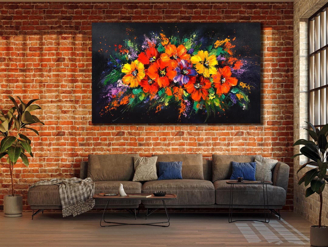 Colorful Flower Wall Art, Rose Wall Decor, Floral Canvas Print Art ...