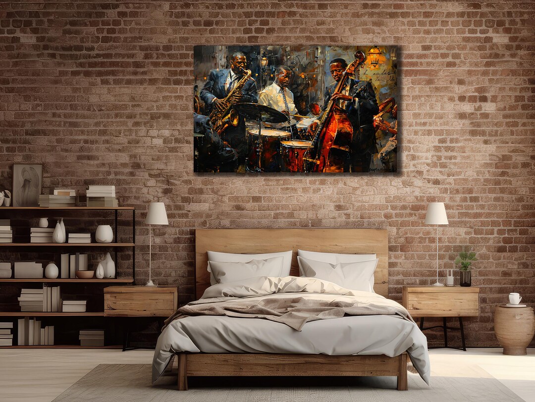Jazz Band Oil Painting on Canvas, Canvas Art Print, Colorful Wall Art ...