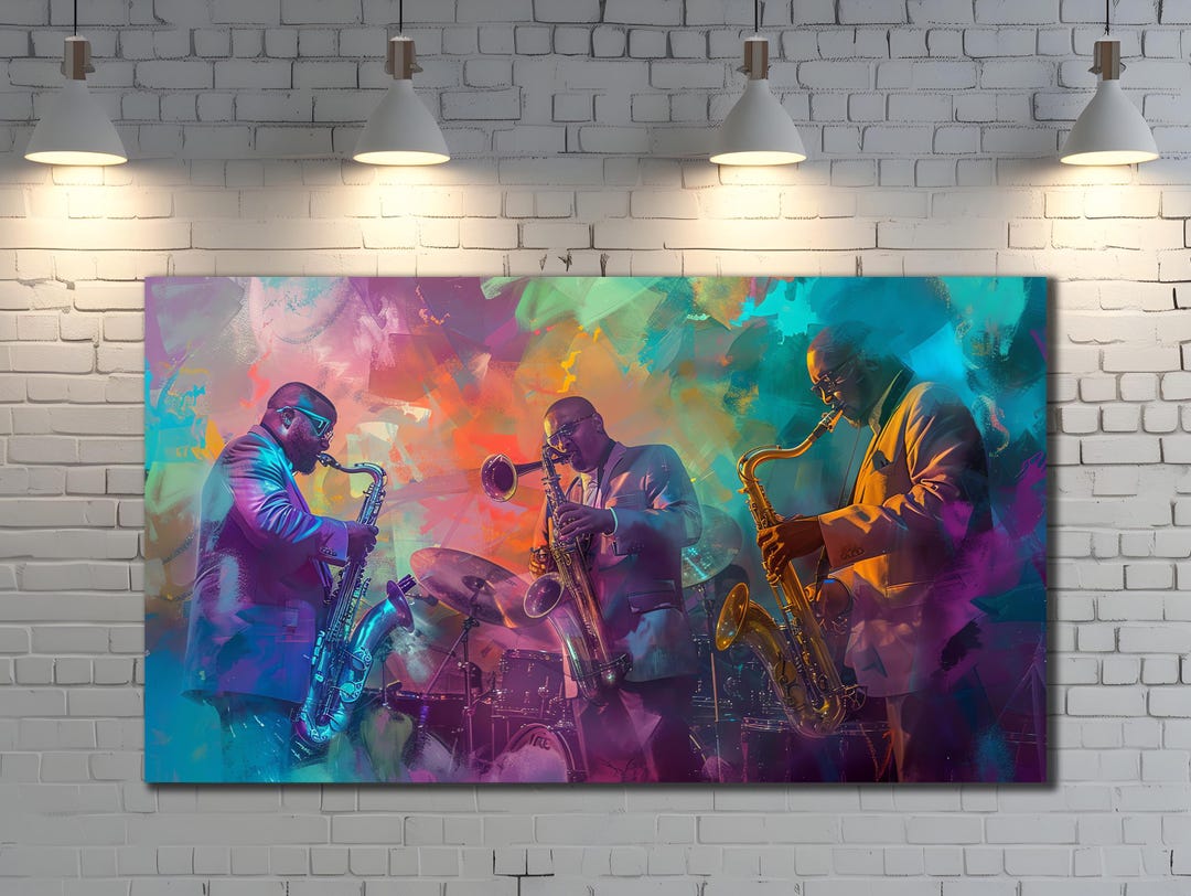 Colorful Jazz Band Canvas Art Print: Music Instrument Painting - Etsy