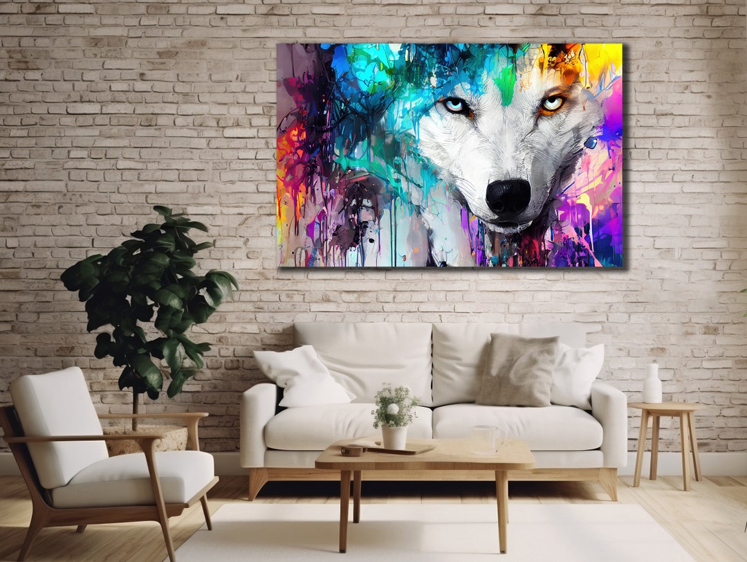 Wolf Canvas Wall Art, Animal Wall Decor, Dining Room Decor, Print ...