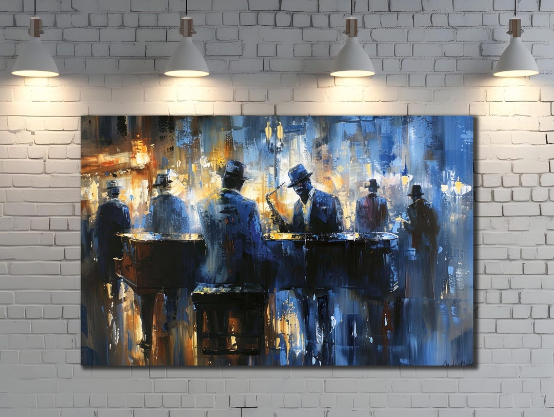 Jazz Band Oil Painting on Canvas: Night Music Wall Art - Etsy