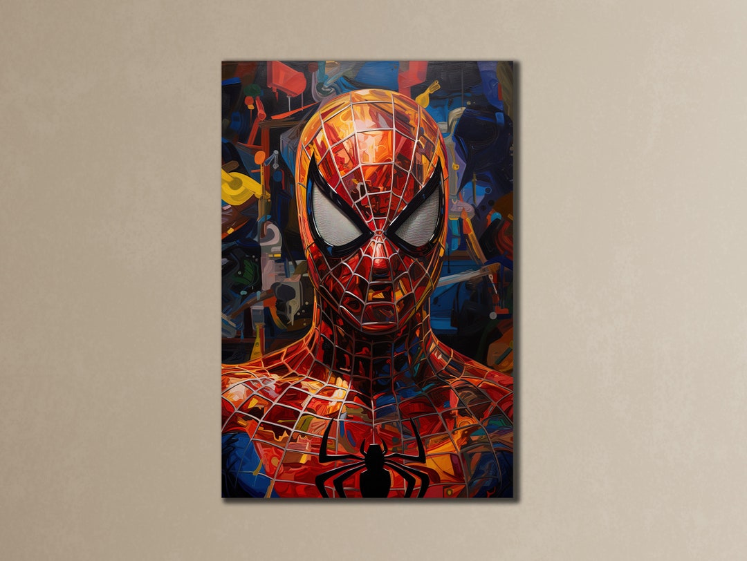Spiderman Art Print Canvas, Graffiti Wall Art, Comics Canvas Painting ...