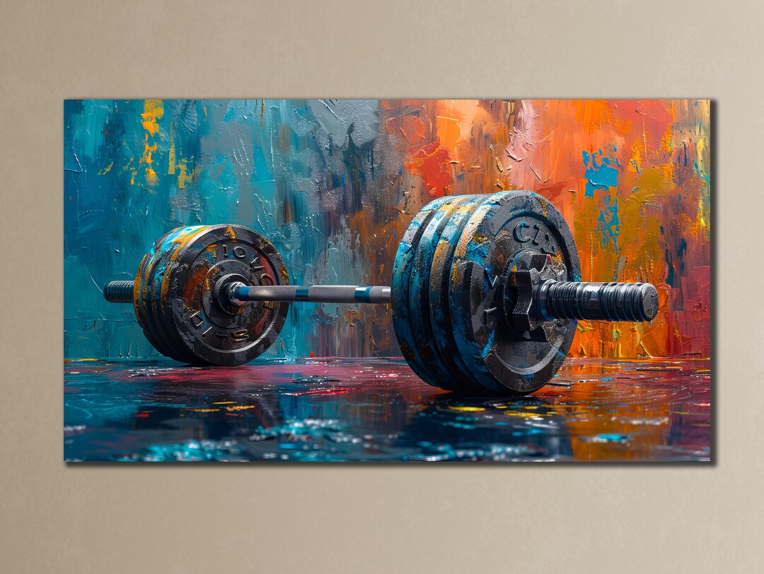 Graffiti Barbell Wall Art, Gym Wall Decor, Fitness Canvas Print Art ...