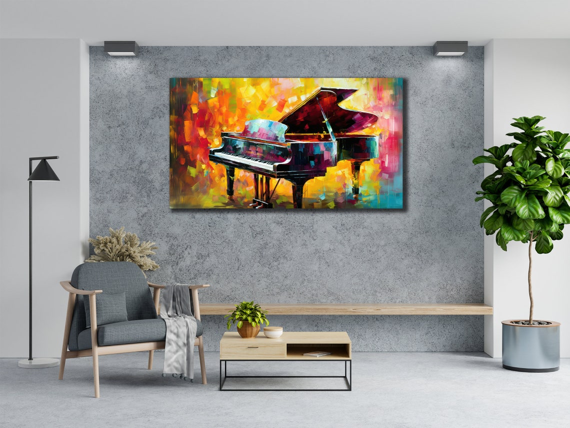Piano Wall Art, Musicians Canvas Printing, Colorful Wall Decor, Dining ...