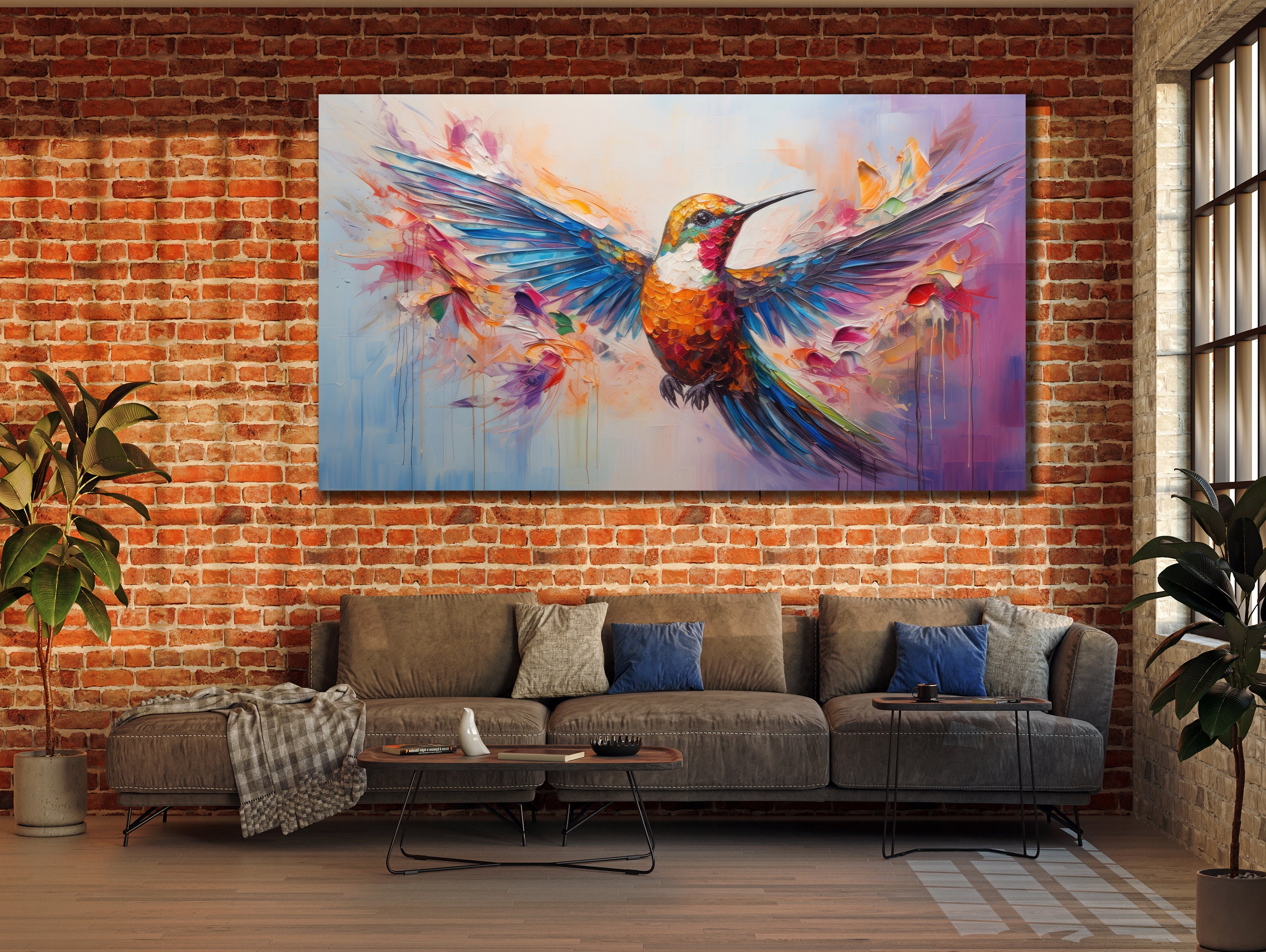 Bird Canvas Painting, Hummingbird Print Art, Colorful Bird Wall Art ...