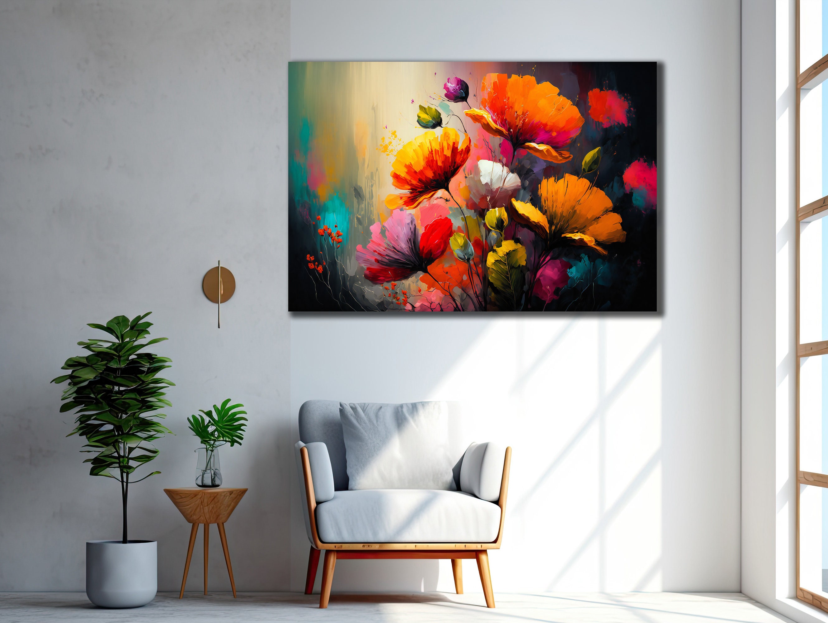 Colorful Flower Wall Art, Rose Wall Decor, Floral Canvas Print Art ...