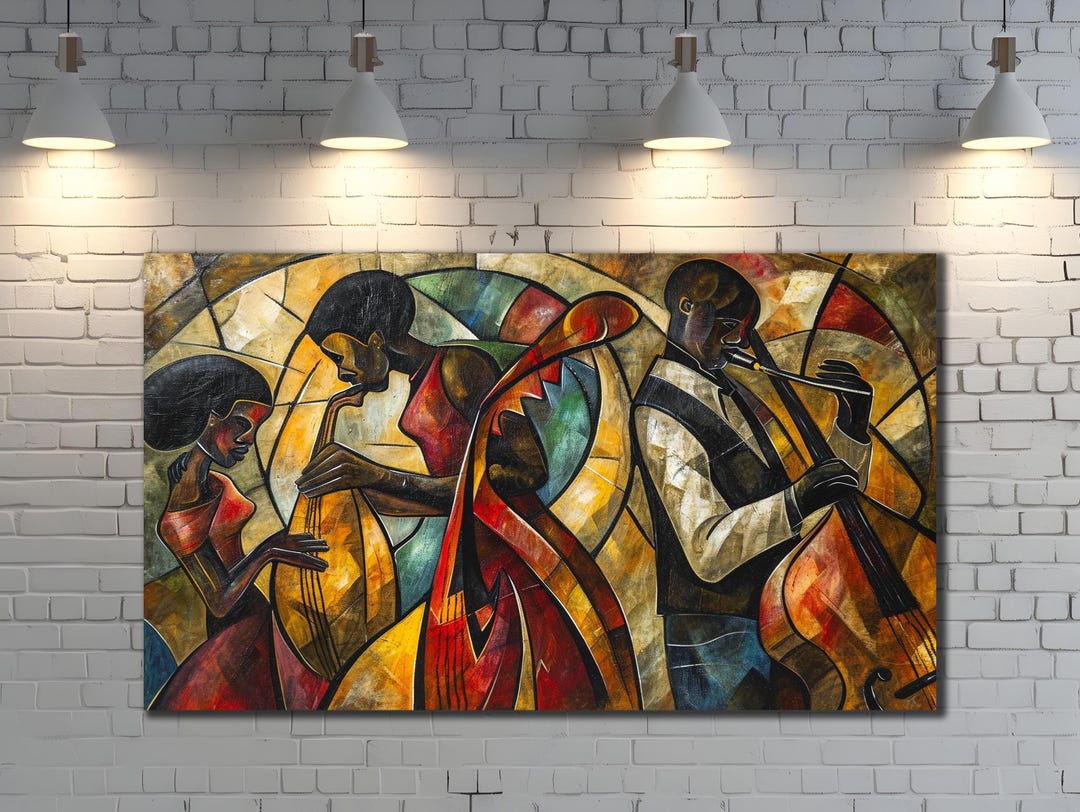 Jazz Band Painting on Canvas, Canvas Art Print, Cubist Music Wall Art ...