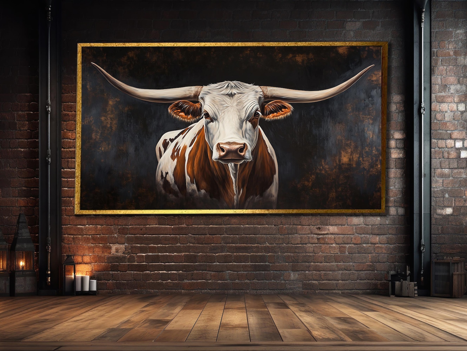 Texas Longhorn Cow Canvas Print: Rustic Animal Wall Art - Etsy
