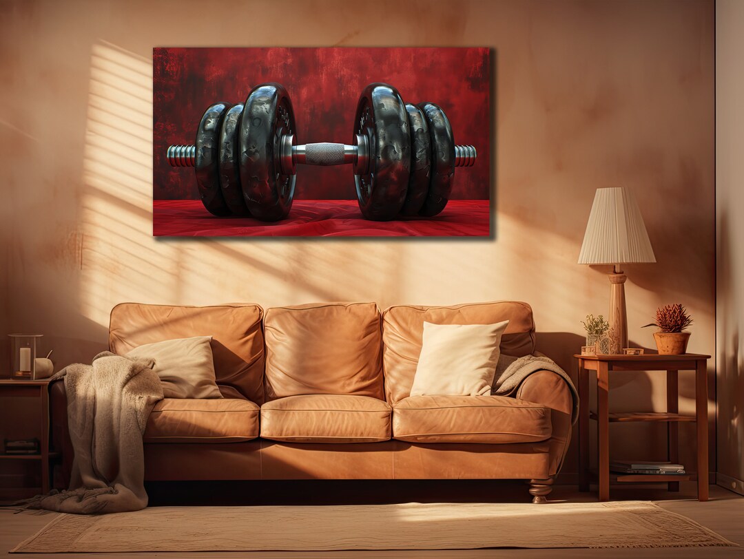 Barbell Wall Art, Gym Wall Decor, Fitness Canvas Print Art, Ready to ...