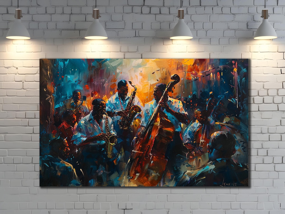 Colorful Jazz Band Oil Painting on Canvas: Music Wall Art - Etsy