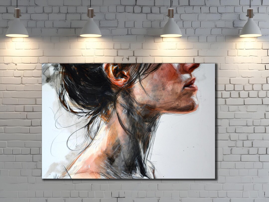 Abstract Face Canvas Painting, Woman Canvas Art Print, Modern Wall Art ...
