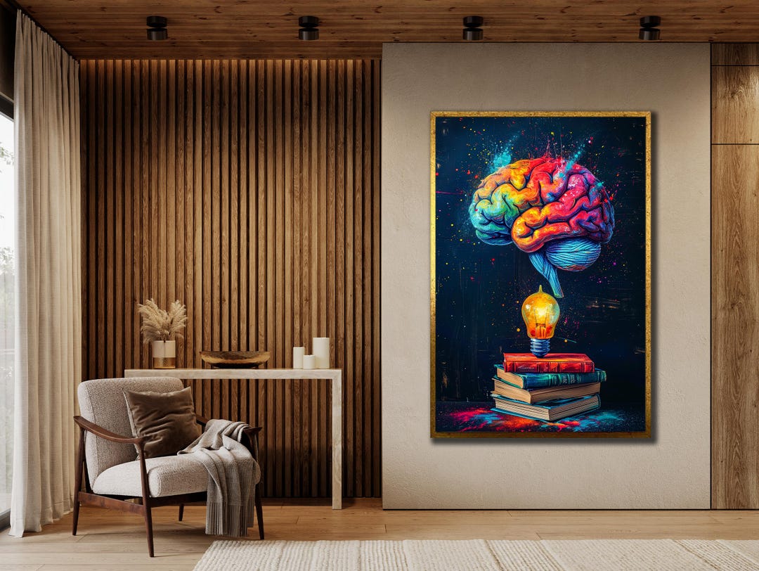 Colorful Brain Wall Art, Elegant Wall Decor, 3D Brain Canvas Print Art ...