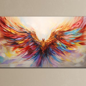 Phoenix Bird Canvas Painting, Simurgh Bird Print Art, Colorful Bird ...