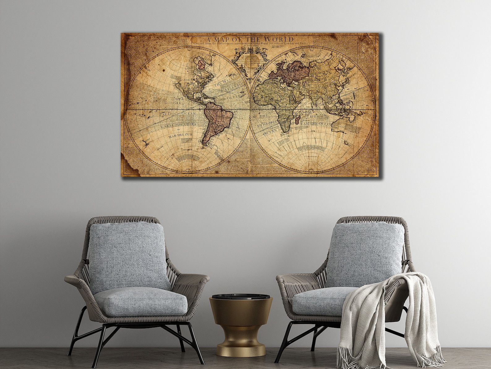 Vintage World Map Canvas Art, Old World Map, Old World Map Art Canvas ...