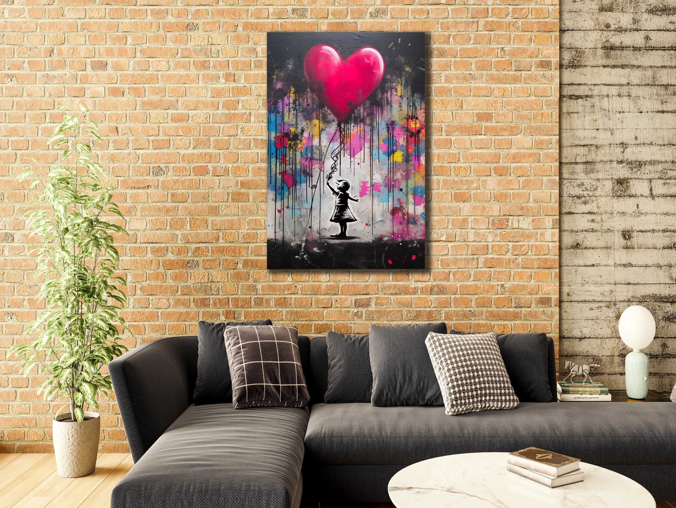 Banksy Pink Balloon Girl, Art Print Canvas, Street Graffiti Wall Art ...