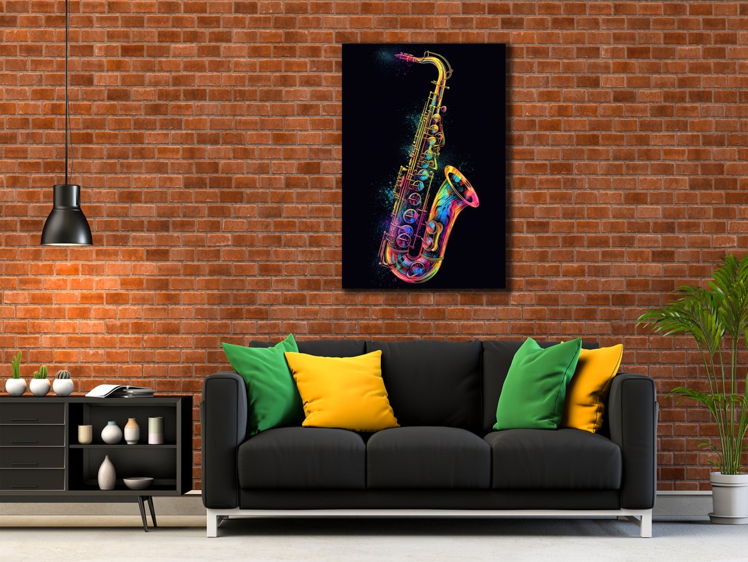 Saxophone Canvas Art Print, Colorful Wall Art, Music Canvas Wall Art ...