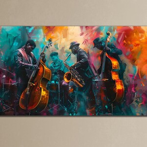 Colorful Jazz Band Oil Painting, Music Instrument Canvas Art Print - Etsy