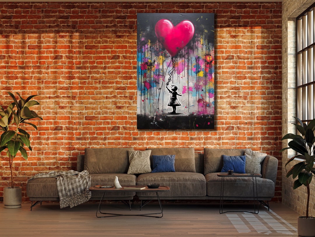 Banksy Pink Balloon Girl, Art Print Canvas, Street Graffiti Wall Art ...