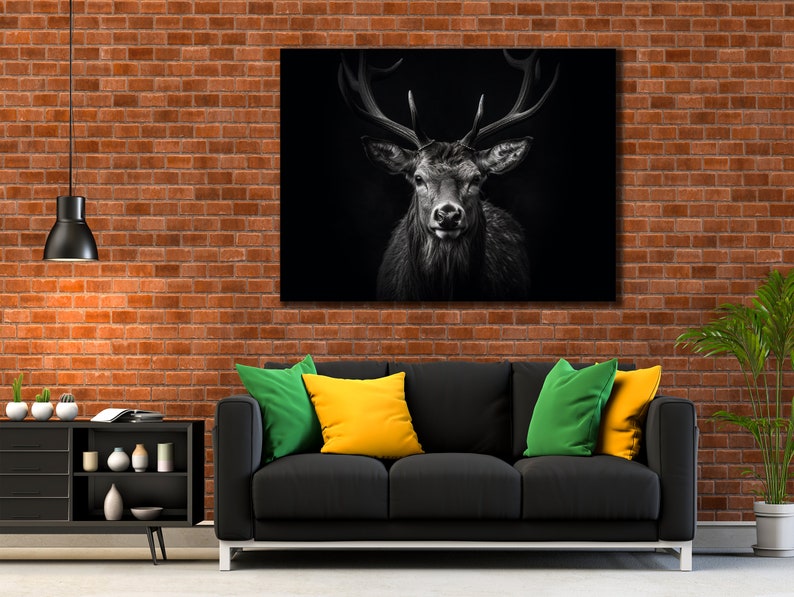 Hirsch Leinwand Wandbild: Waldtier Gemälde - Etsy.de
