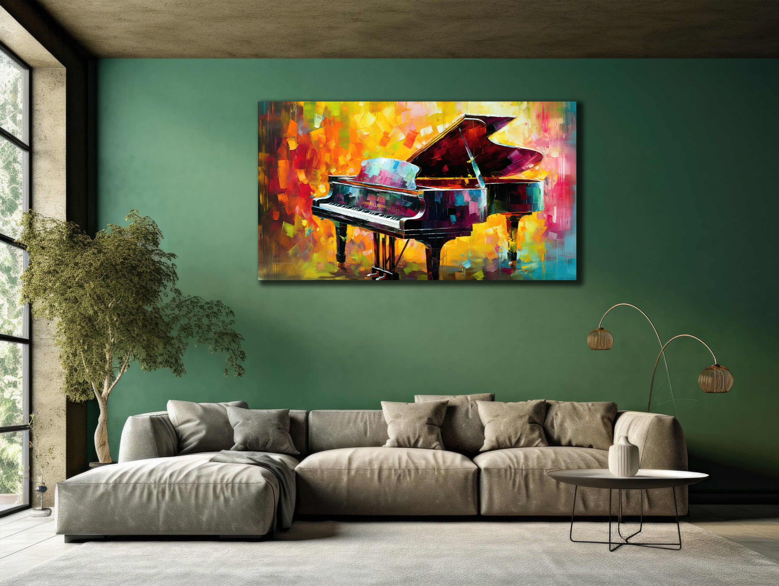 Piano Wall Art, Musicians Canvas Printing, Colorful Wall Decor, Dining ...