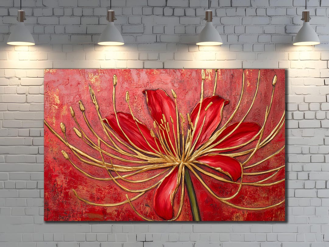 Red Flower Wall Art, Wildflower Wall Decor, Spring Floral Canvas Print ...