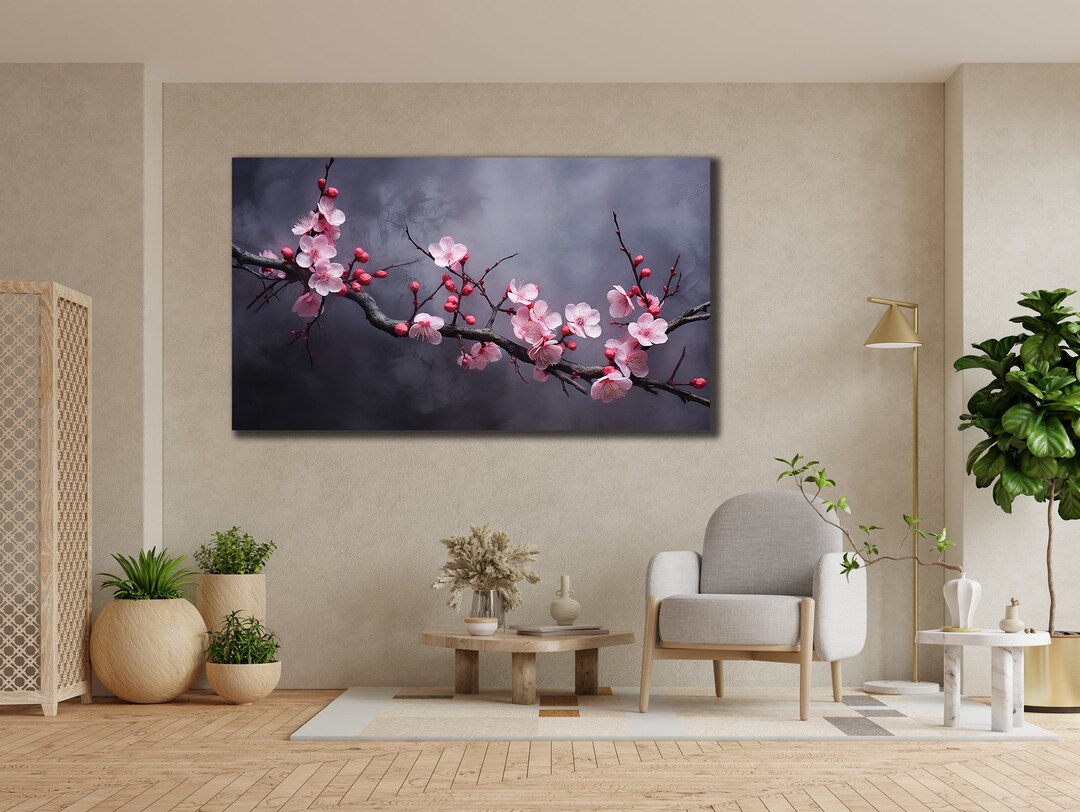 Pink Flower Wall Art, Sakura Tree Wall Decor, Cherry Blossom Poster ...