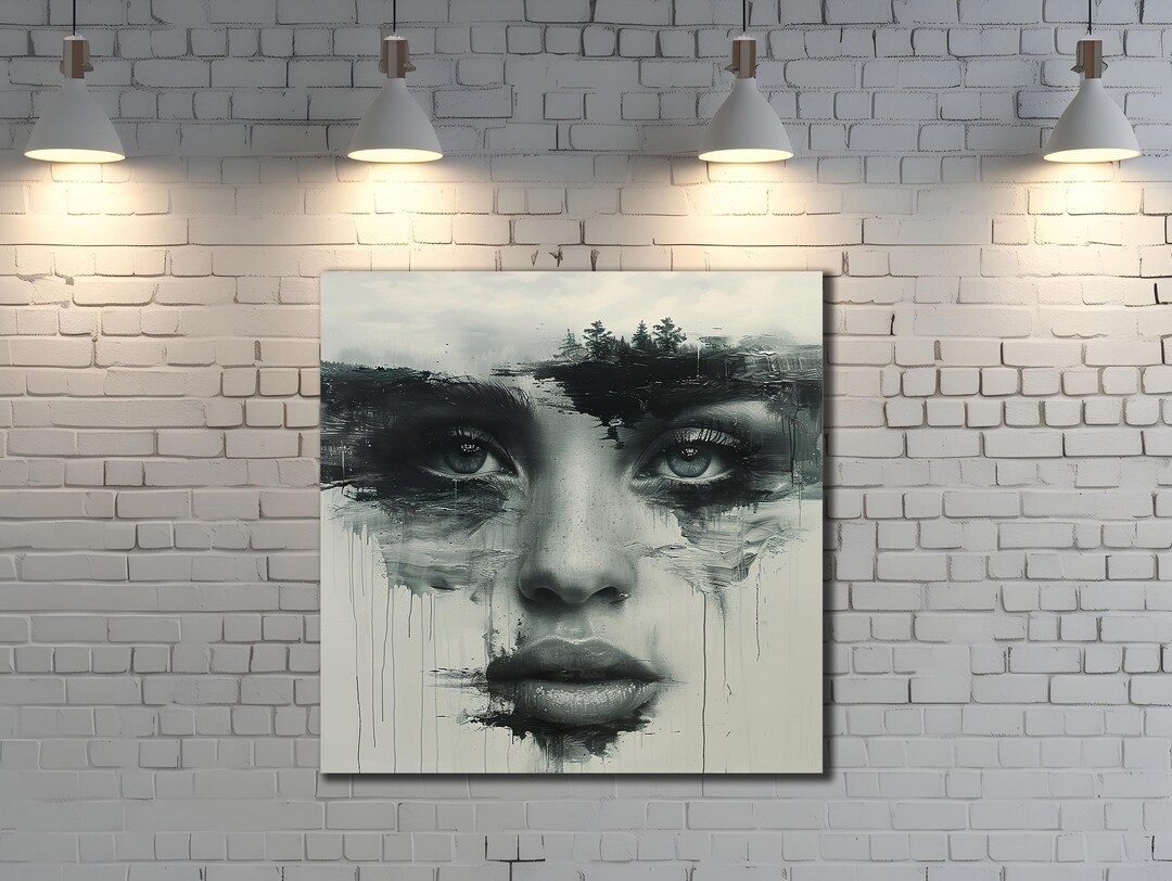 Girl Face Canvas Painting, Woman Canvas Art Print, Abstract Girl Wall ...