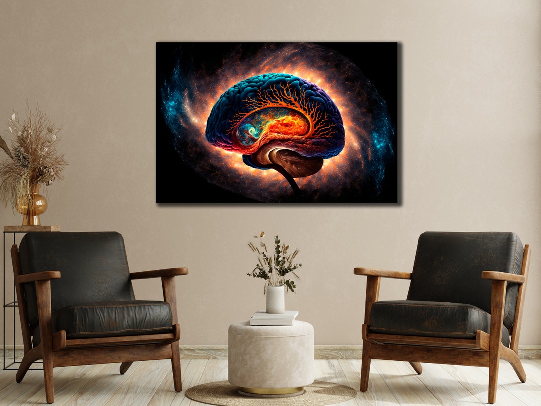 Colorful Brain Wall Art, Elegant Wall Decor, 3D Brain Canvas Print Art ...