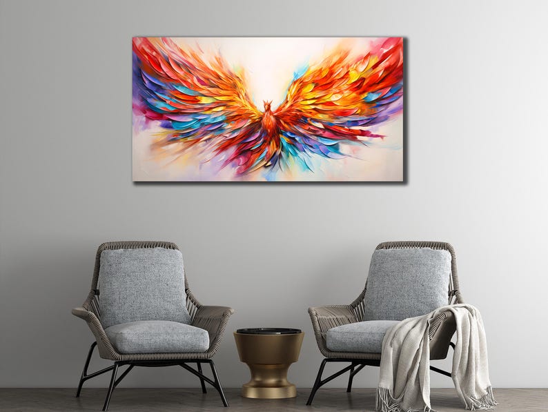 Phoenix Bird Canvas Art: Colorful Simurgh Print, Wall Hanging - Etsy