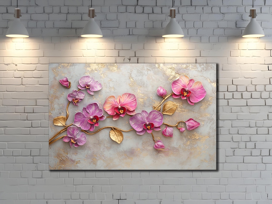 Pink Orchid Wall Art, Orchid Wall Decor, Floral Poster, Flowers Canvas ...