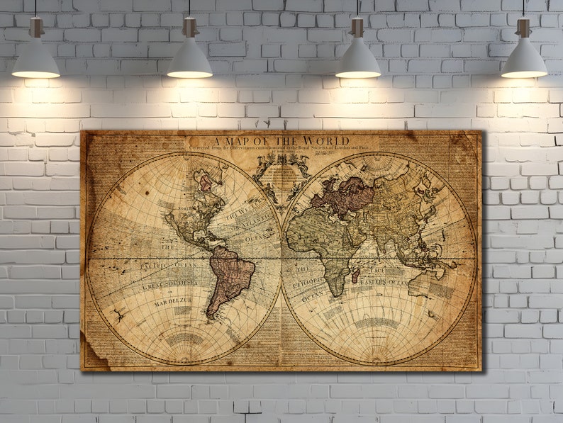 Vintage World Map Canvas Art, Old World Map, Old World Map Art Canvas ...
