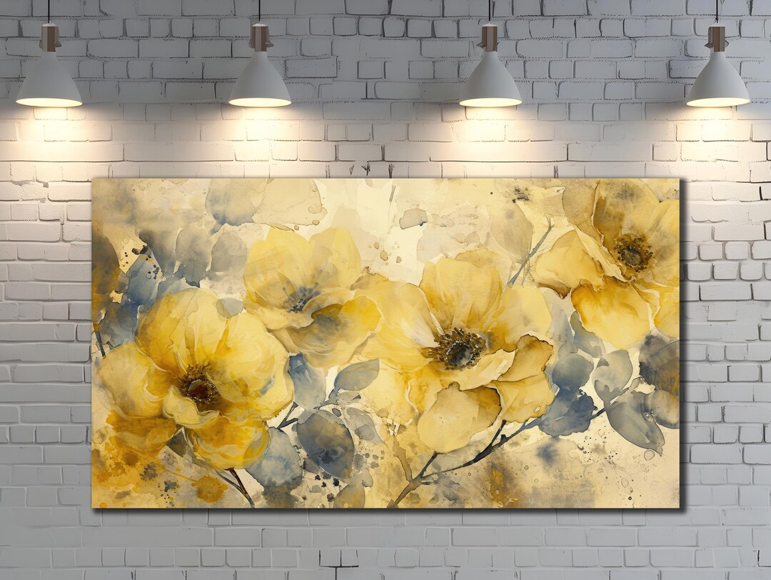 Yellow Floral Canvas Print: Spring Flower Wall Art, Ready to Hang - Etsy