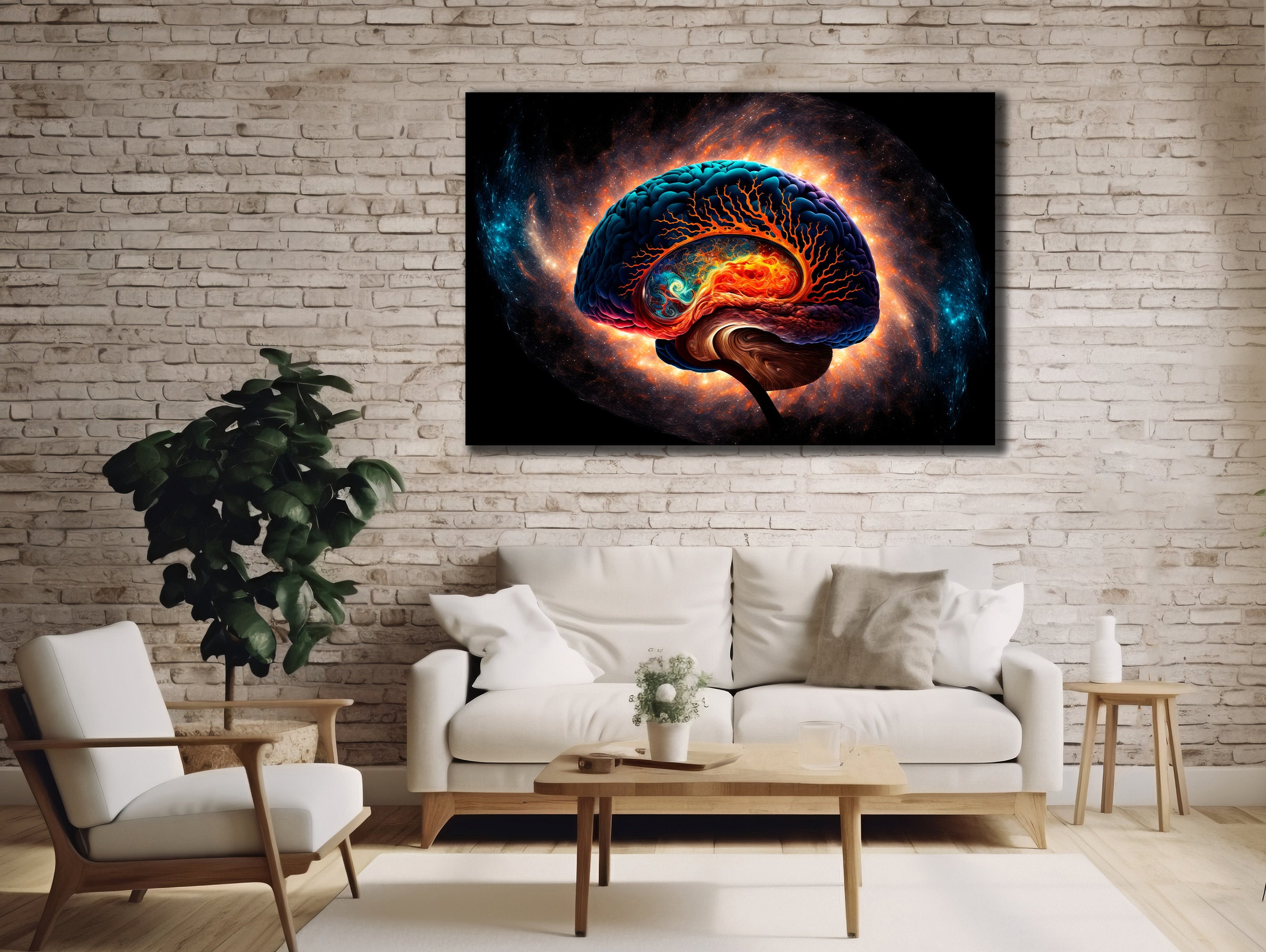 Colorful Brain Wall Art, Elegant Wall Decor, 3D Brain Canvas Print Art ...