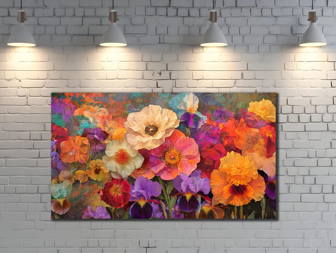 Colorful Flower Wall Art, Wildflower Wall Decor, Spring Floral Canvas ...