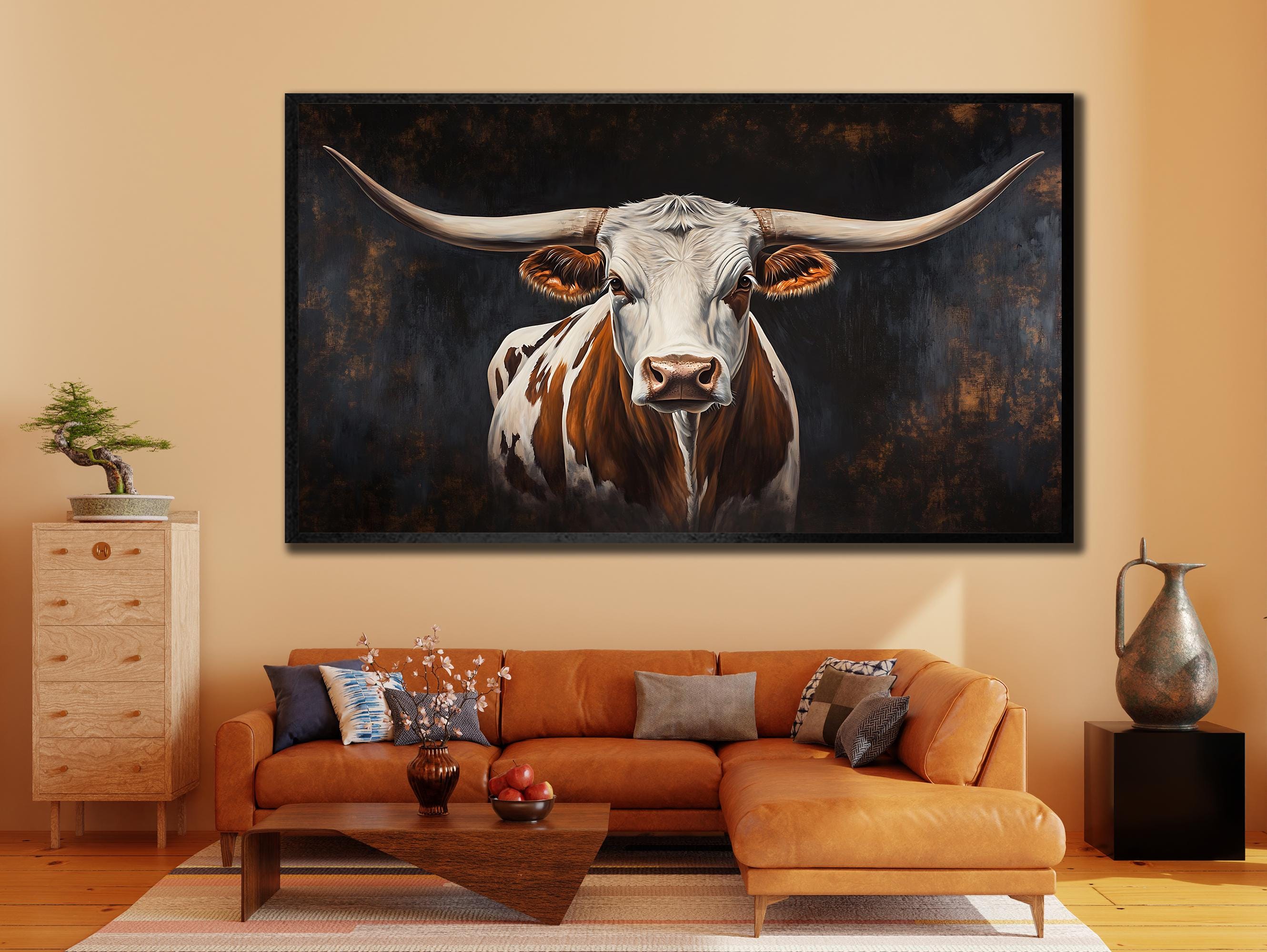 Texas Longhorn Cow Canvas Print: Rustic Animal Wall Art - Etsy