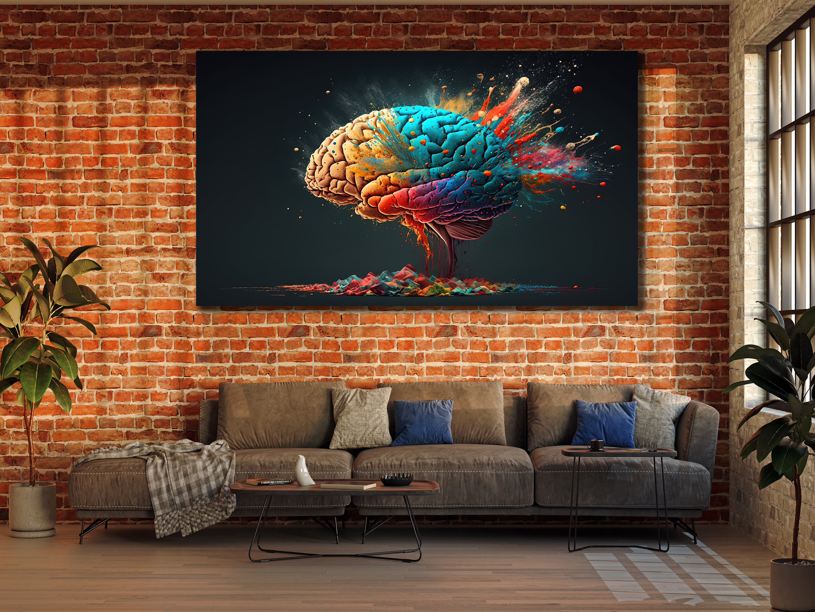 Colorful Brain Wall Art, Elegant Wall Decor, 3D Brain Canvas Print Art ...