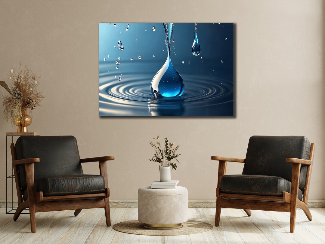 Blue Water Drop Canvas Art: Modern Splash Wall Decor - Etsy
